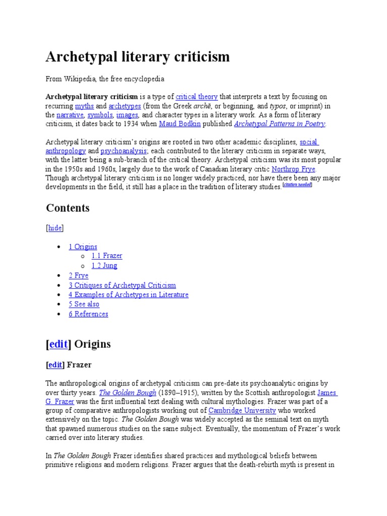 Archetypal Literary Criticism | PDF