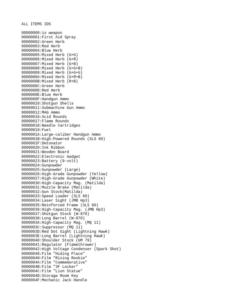 Cheat Table Resident Evil 2 | PDF | Gun | Gun Barrel
