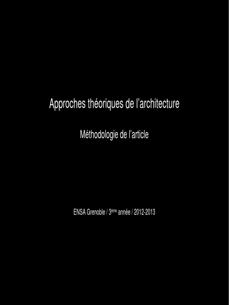 Architecture - Approche Methodologique | PDF | Architecte