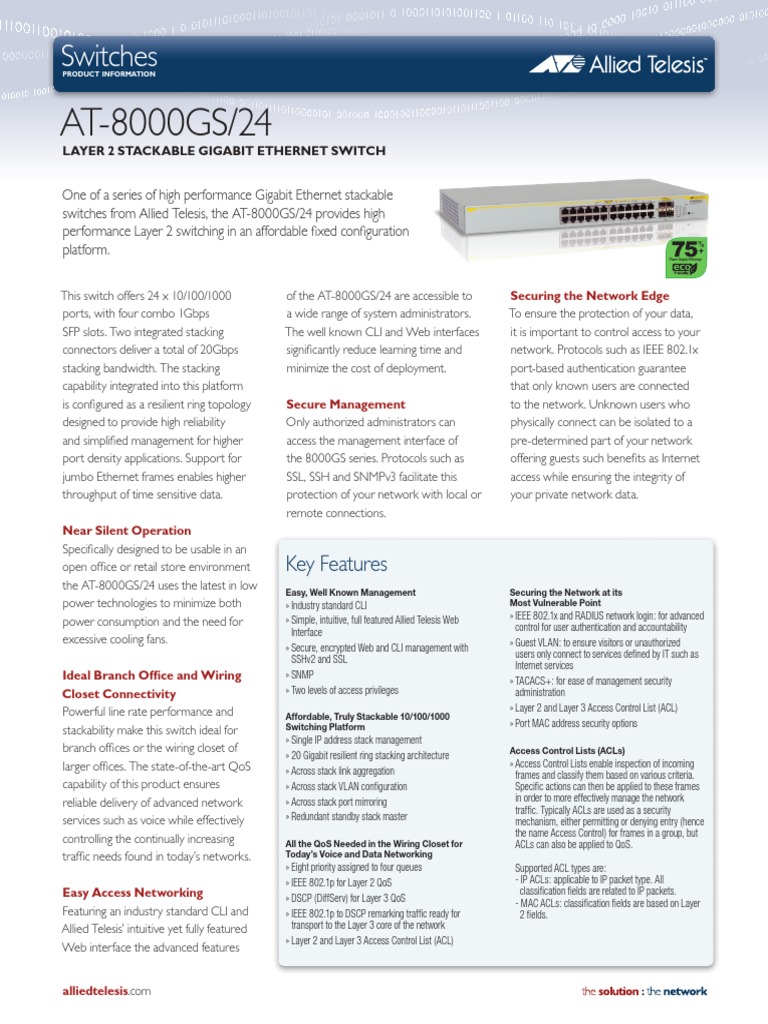 Allied Telesis 8000GS - Datasheet | PDF | Computer Network | I Pv6