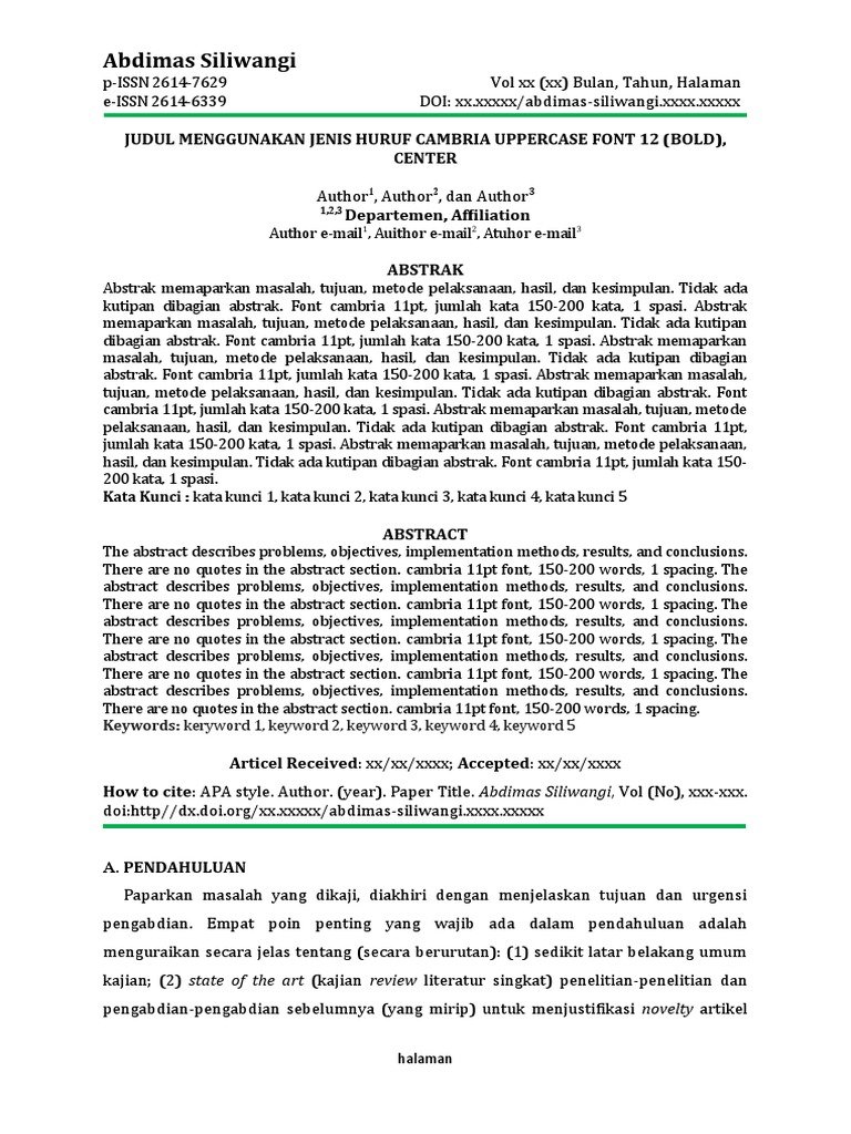 New Template Jurnal Abdimas (Mulai Vol 3 (1) 2020) | PDF