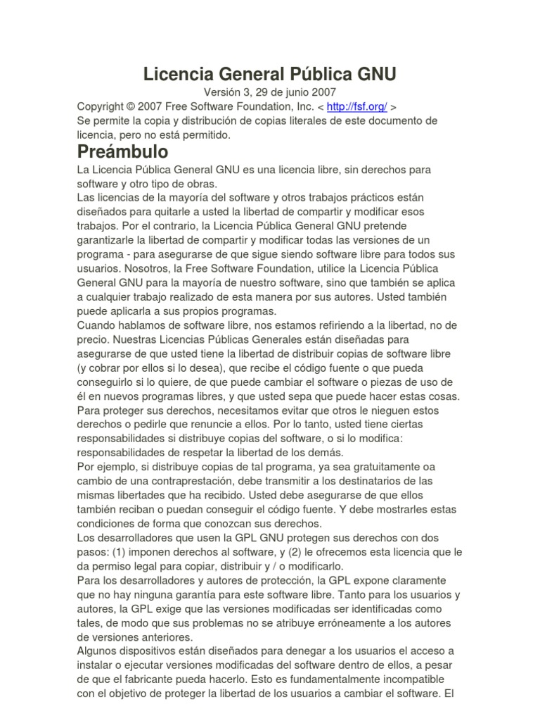 Licencia General Pública GNU | PDF | Software libre | Patentar