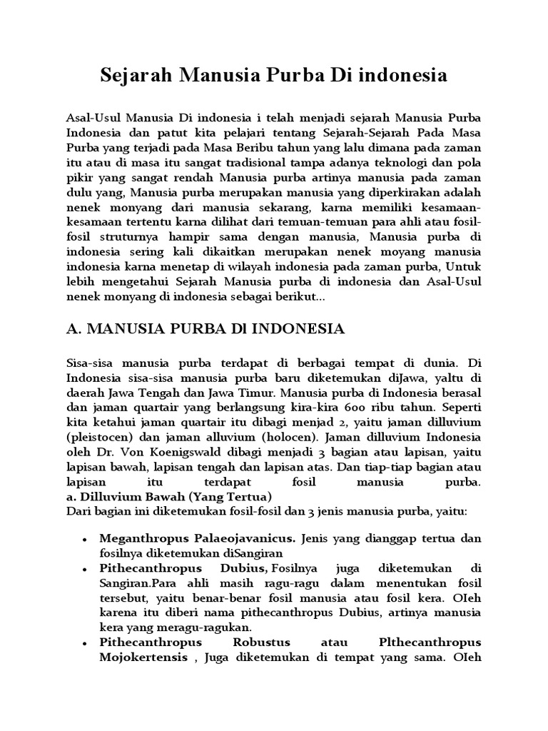 Sejarah Manusia Purba di Indonesia | PDF | Ilmu Sosial