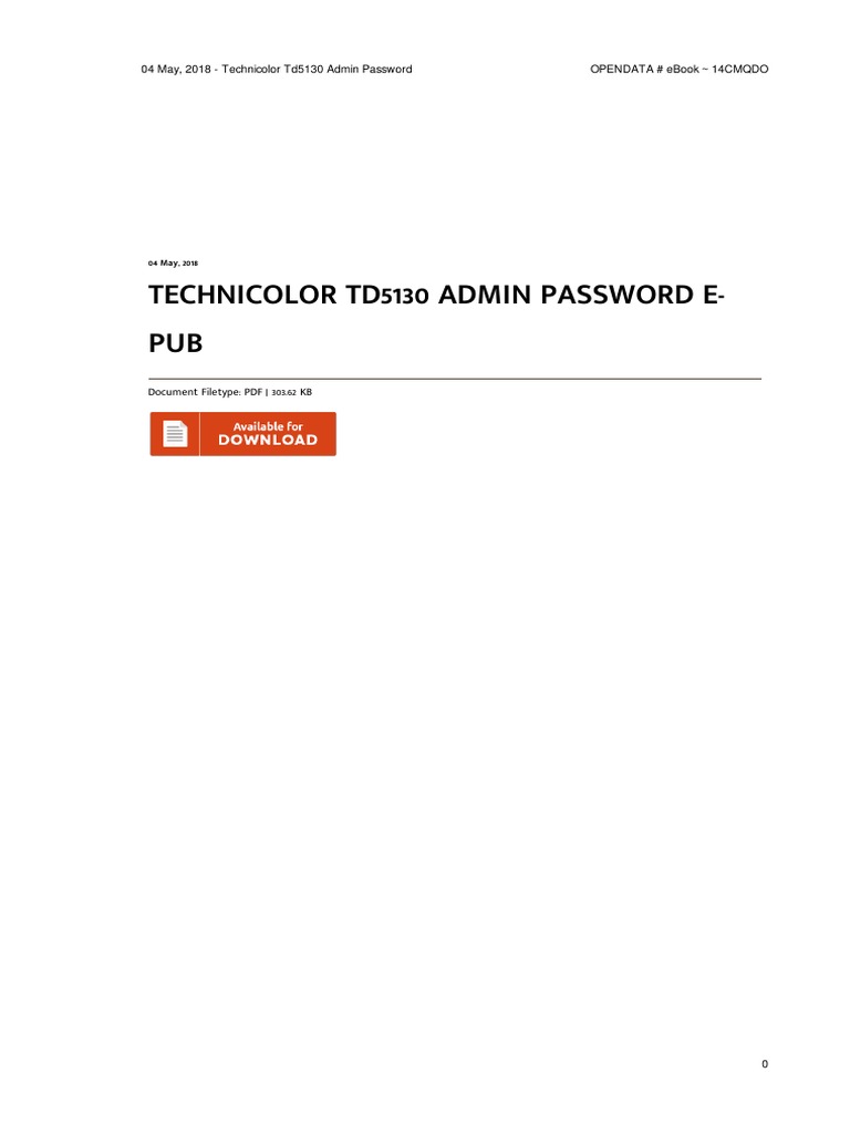 Technicolor Td5130 Admin Password E-PUB | PDF | Password | Router ...