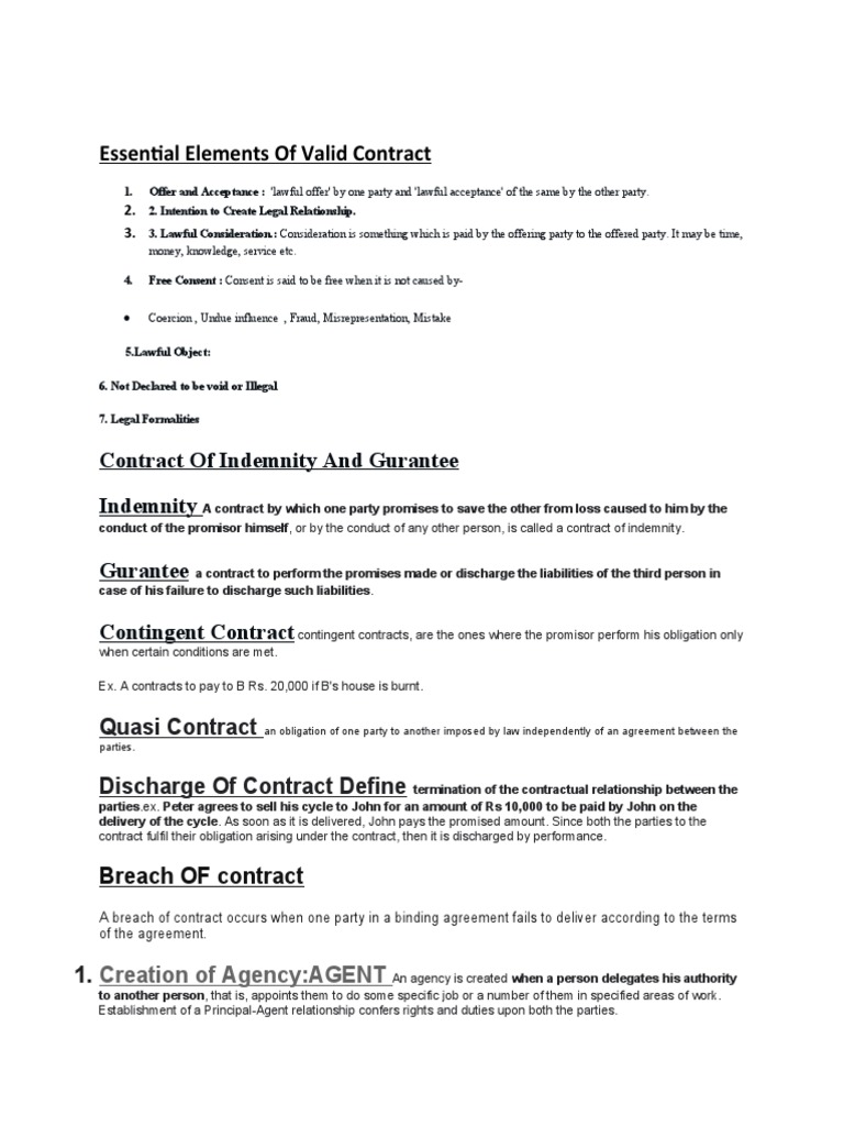 Essential Elements of Valid Contract | PDF | Negotiable Instrument | Sales