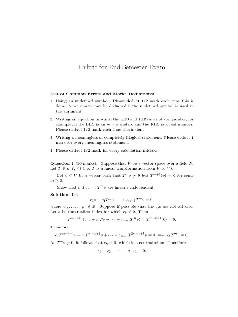 Linear Algebra Endsem 1 | PDF | Eigenvalues And Eigenvectors | Matrix (Mathematics)