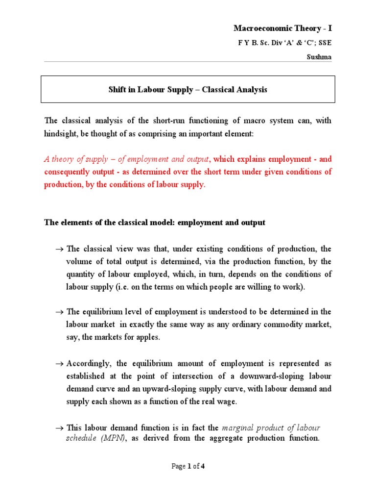 Classical Labour Supply Shifts Explained | PDF | Labour Economics ...