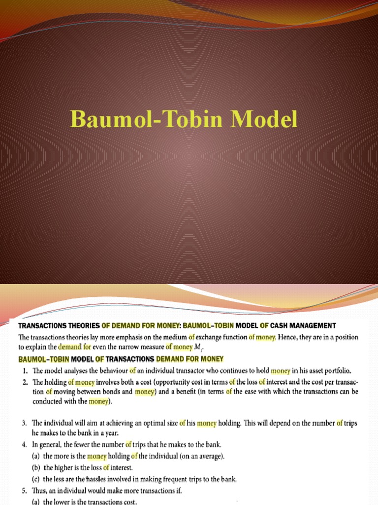 Baumol-Tobin Model | PDF