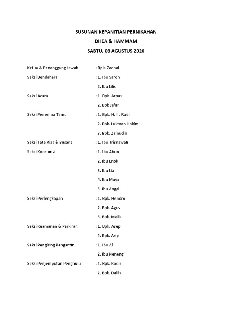 Susunan Kepanitiaan | PDF