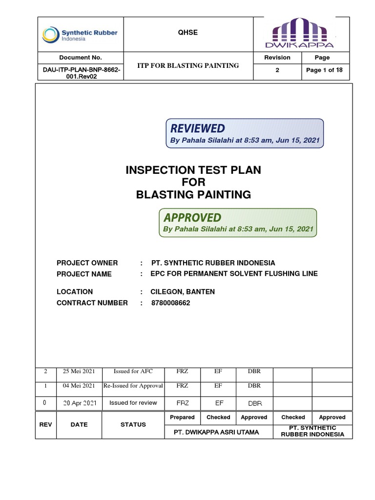 Inspection Test Plant For Blasting Painting - Rev2 | PDF | Materials ...