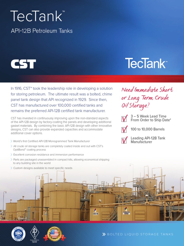 API 12B Petroleum Tanks Data Sheet - Web Version | PDF | Petroleum