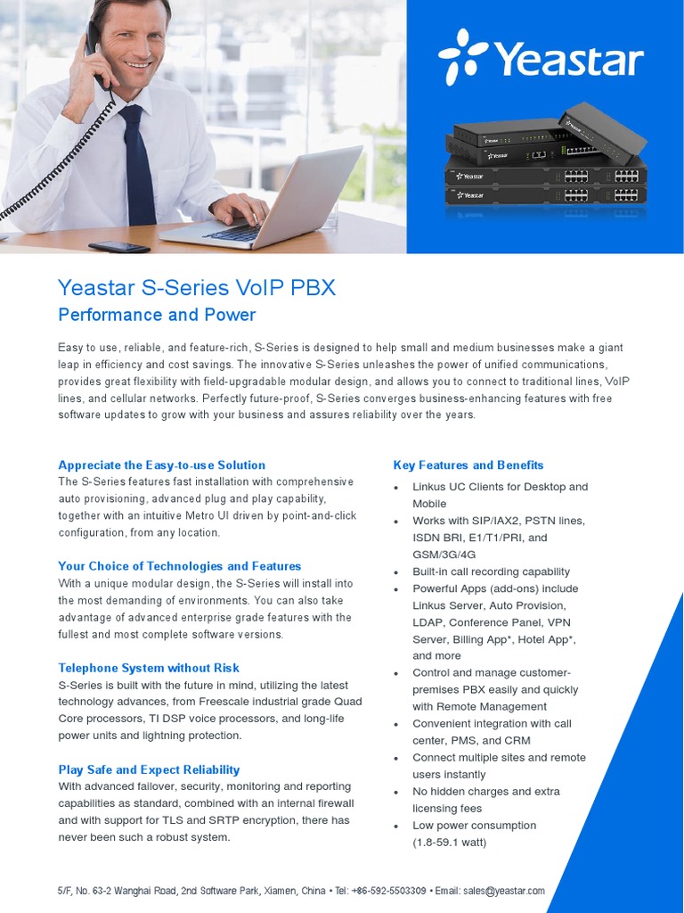 Yeastar S-Series Voip PBX: Performance and Power | PDF | Voice Over Ip ...