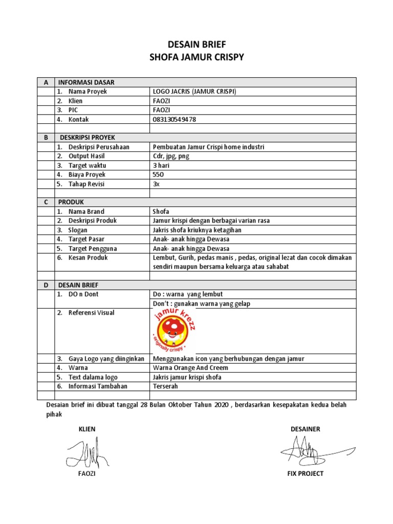 DESAIN BRIEF - Faozi | PDF