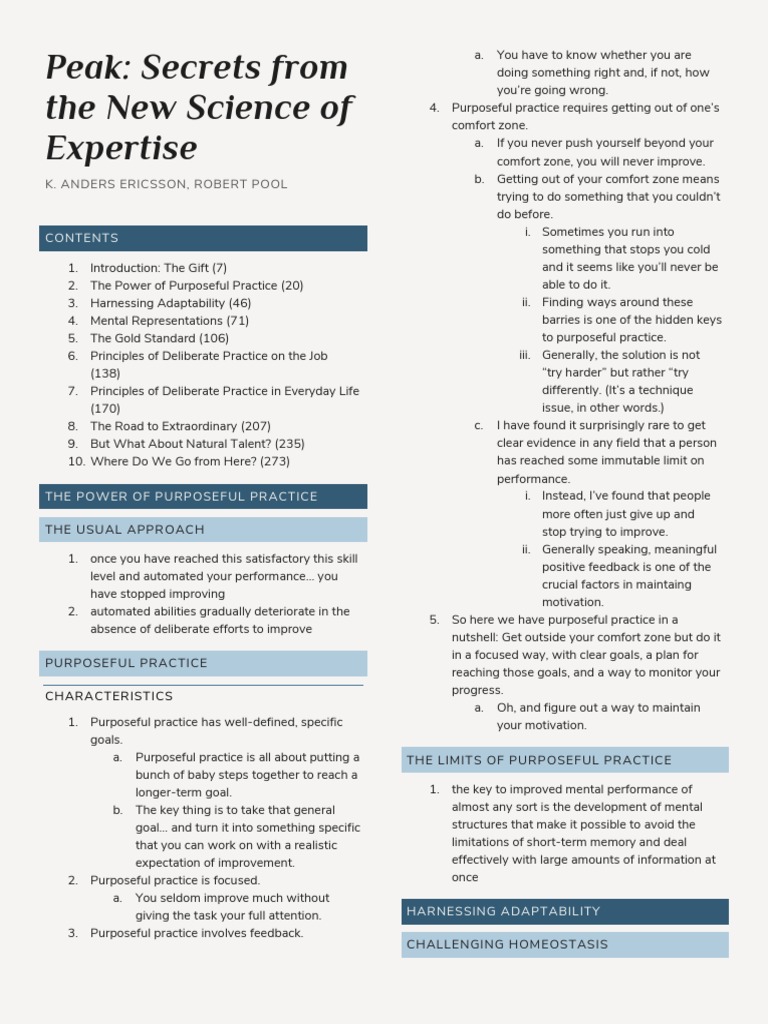 (Notes) Peak: Secrets From The New Science of Expertise | PDF | Expert ...