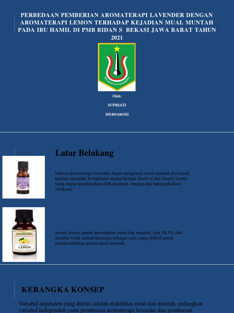 Aromaterapi Lavender vs Lemon untuk Mual Ibu Hamil | PDF