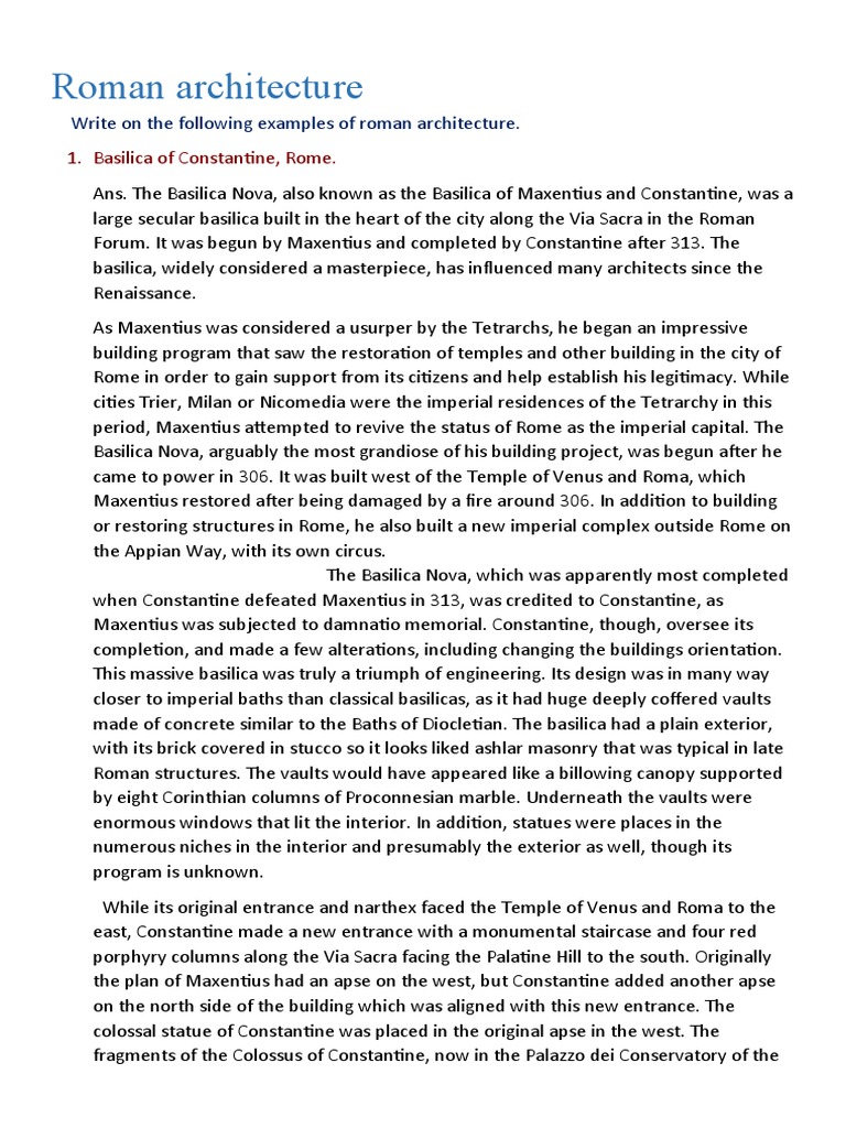 Roman Architecture | PDF | Architectural Elements | Architectural Design