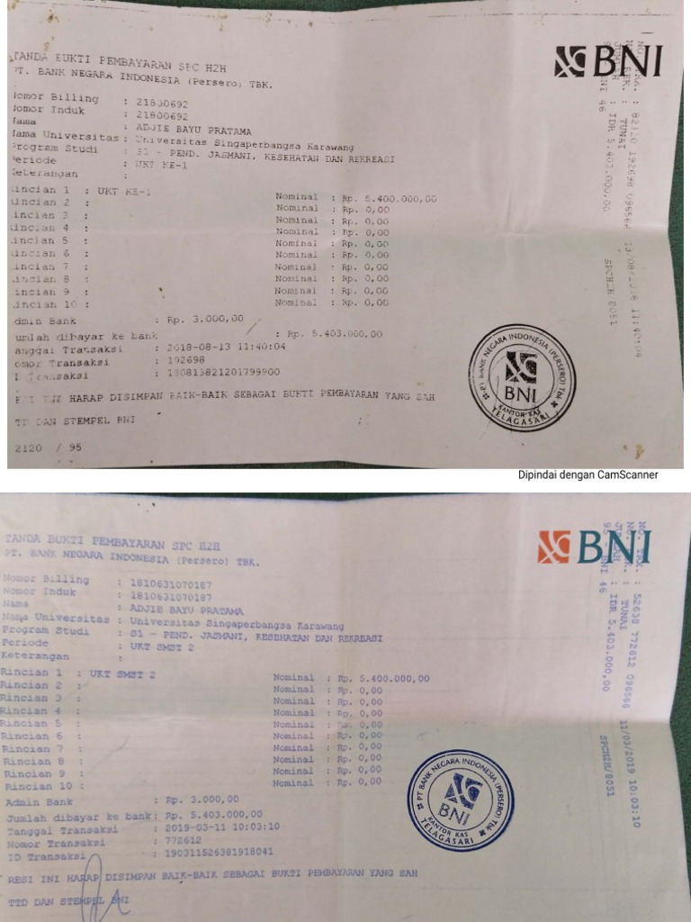 Bukti Pembayaran UKT | PDF