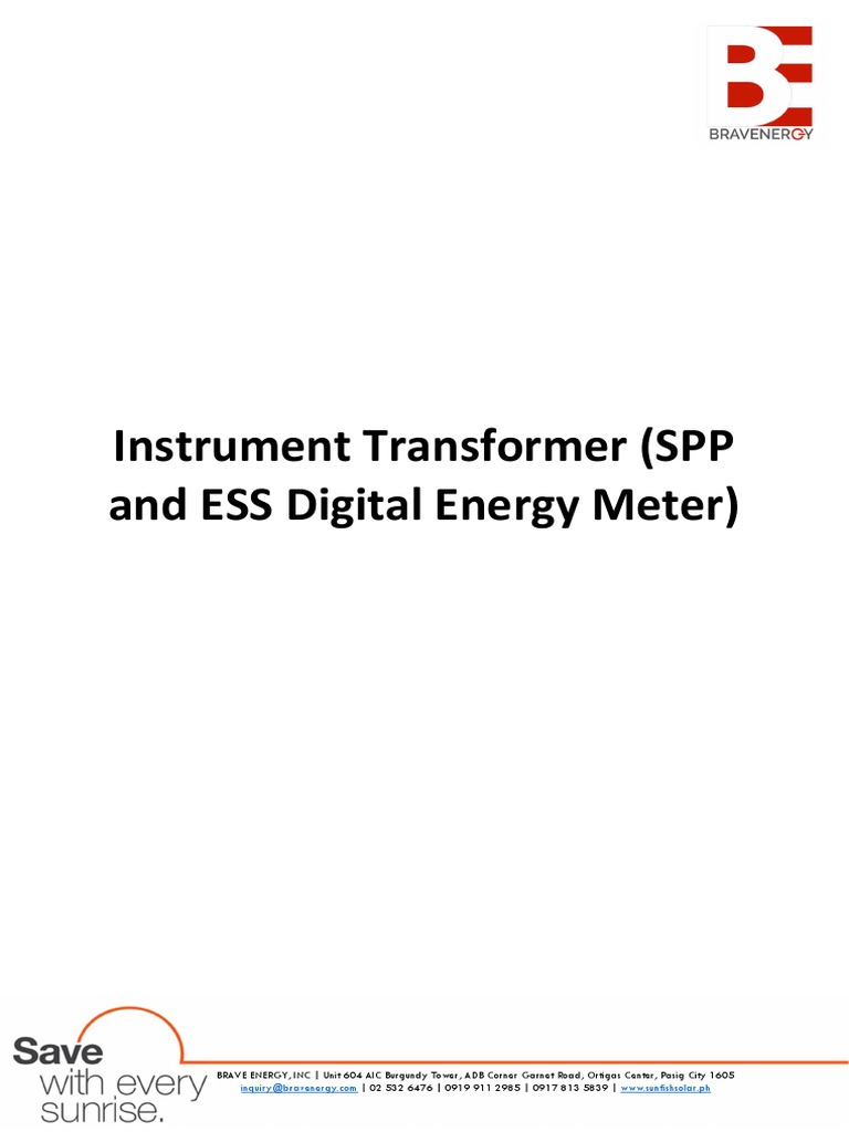 Instrument Transformer (SPP and ESS Digital Energy Meter) | PDF