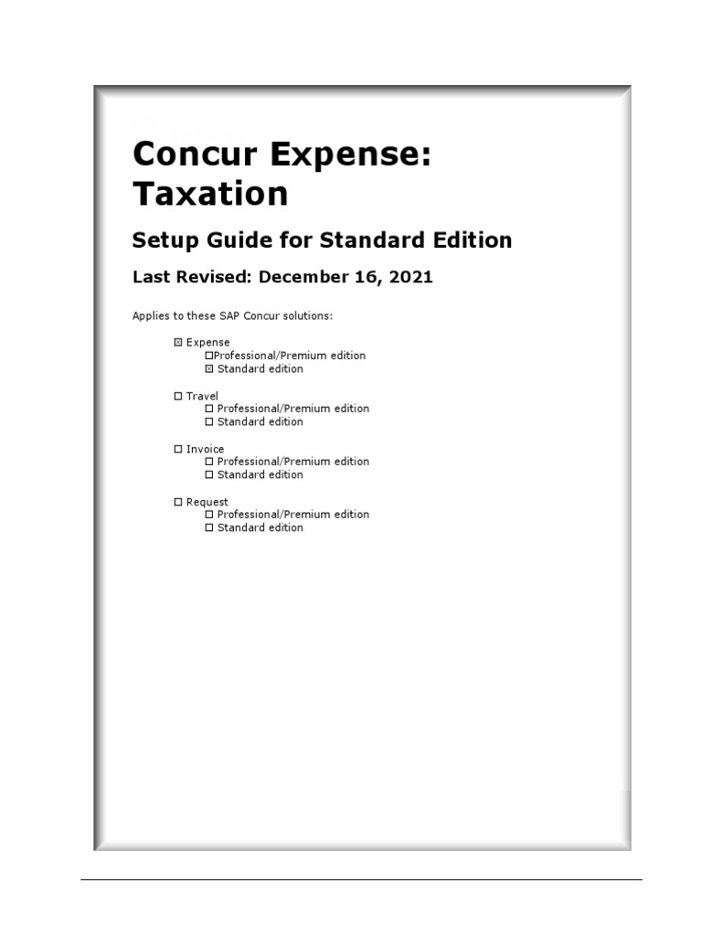 Concur Expense: Taxation: Setup Guide For Standard Edition | PDF ...