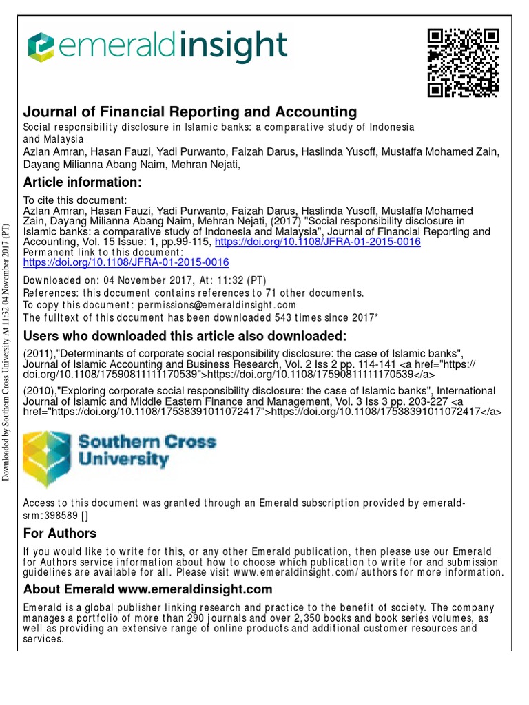Amran 2017 | PDF | Corporate Social Responsibility | Islamic Banking ...