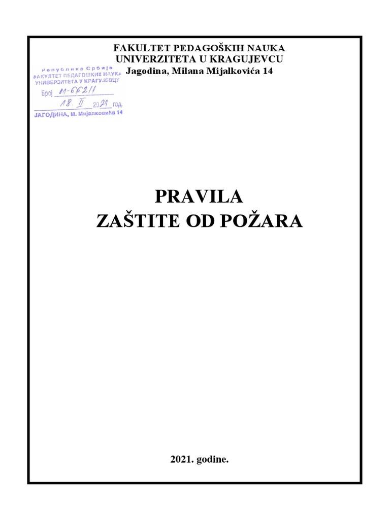 Pravila Zastite Od Pozara Primer | PDF