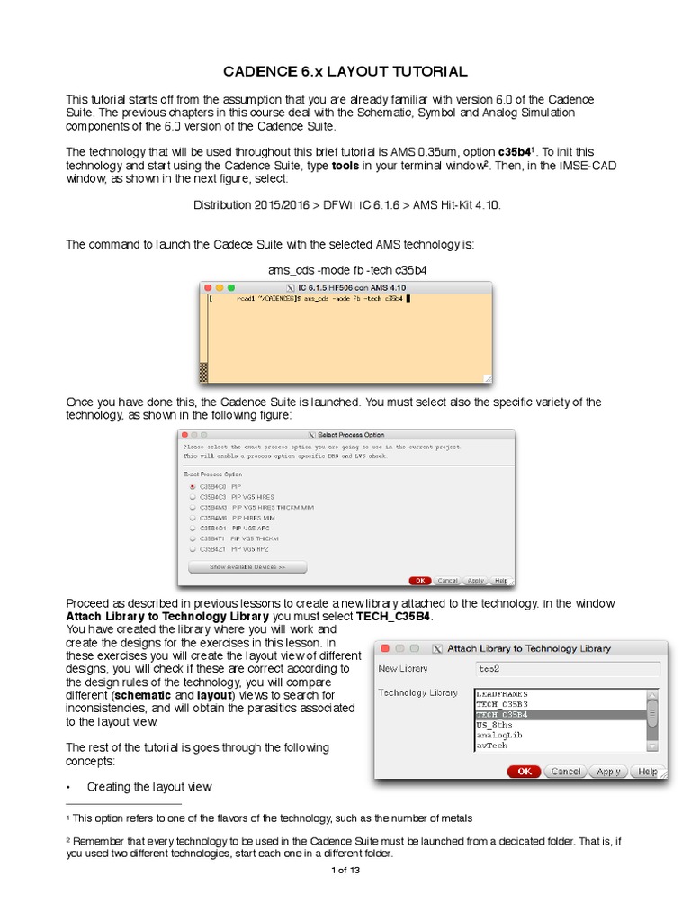 Cadence 6.x Layout Tutorial Guide | PDF | Power Inverter | Electromagnetism