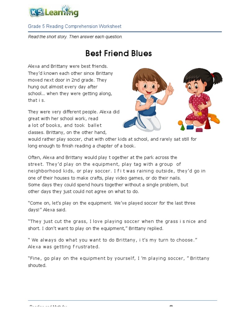 5th Grade 5 Best Friend Blues | PDF