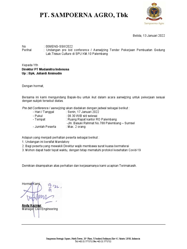 Undangan Pre Bid Conference Gedung Lab | PDF | Bisnis