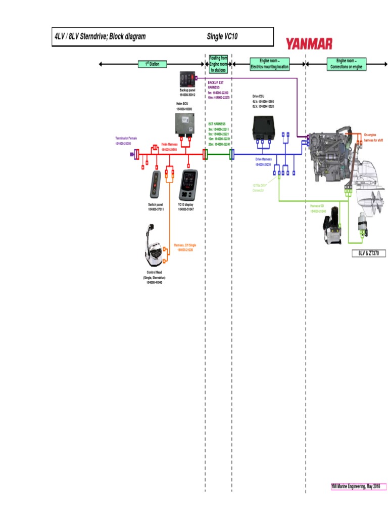 4LV / 8LV Sterndrive Block Diagram Single VC10 | PDF | Manufactured Goods