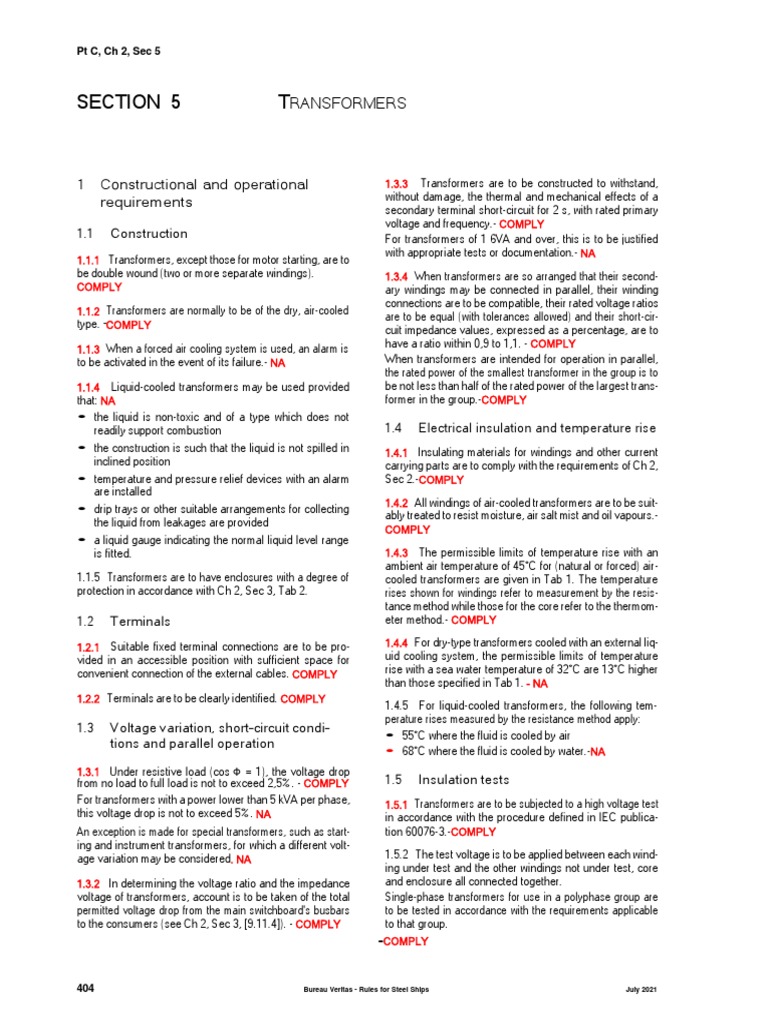 BV Rules - Transformers | PDF | Transformer | Electromagnetism