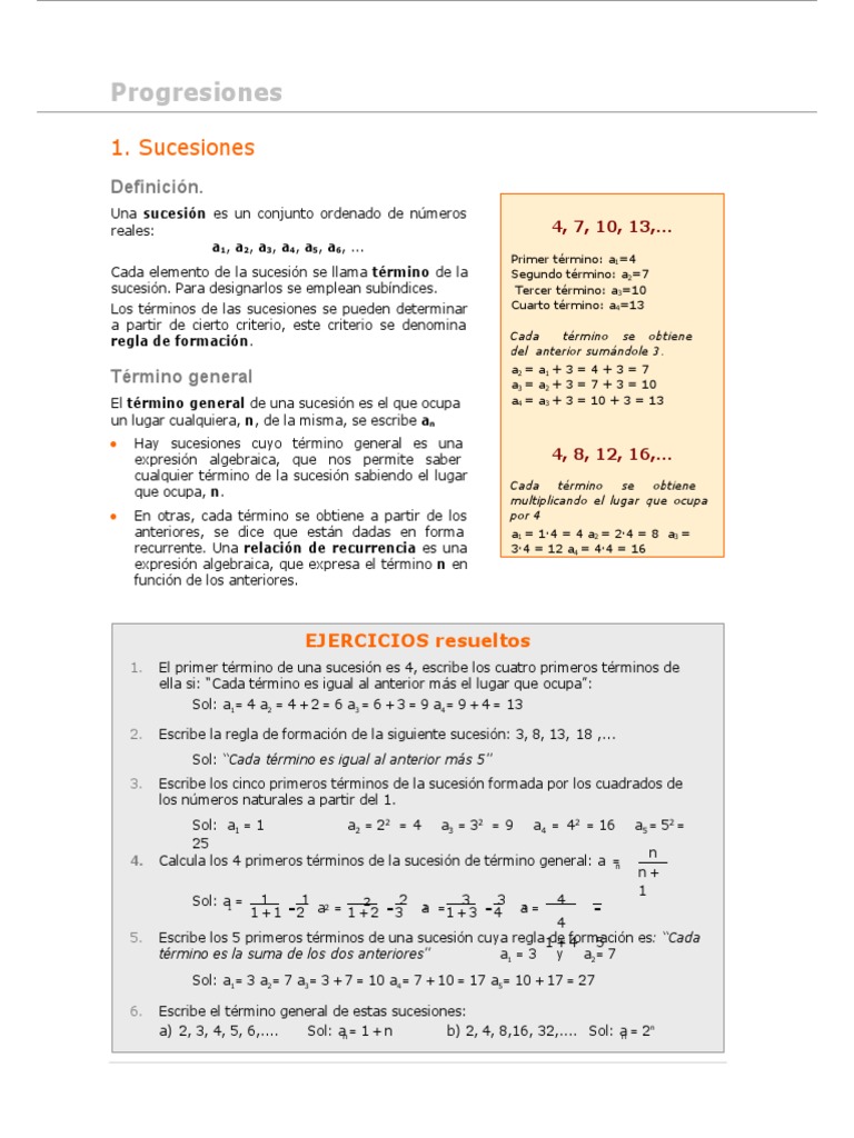 Progresiones Aritmeticas | PDF | Fórmula | Secuencia