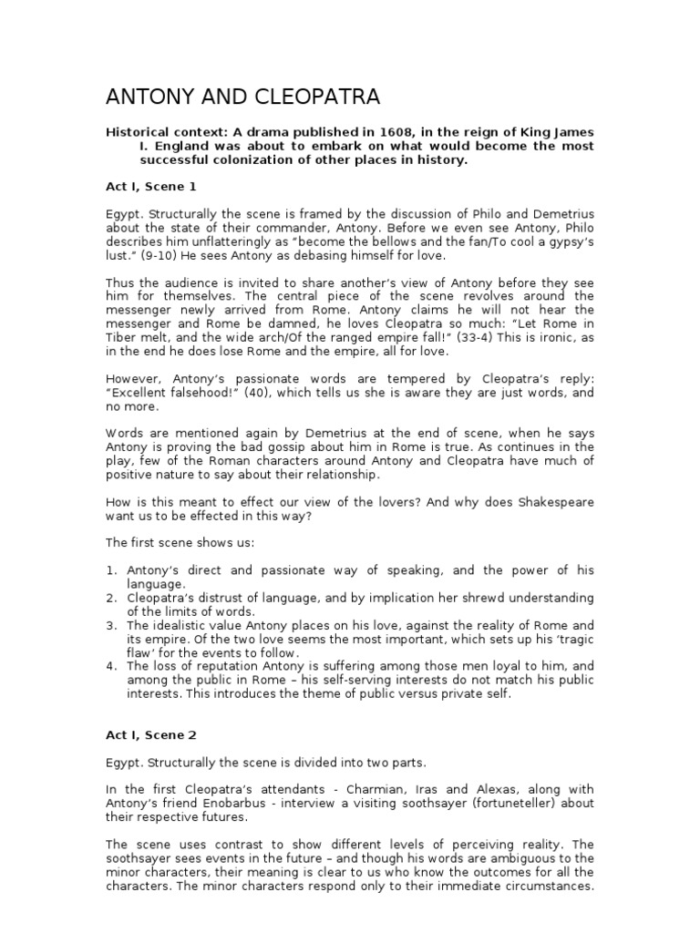 Shakespeare's Antony and Cleopatra Notes | PDF | Mark Antony | Julius ...