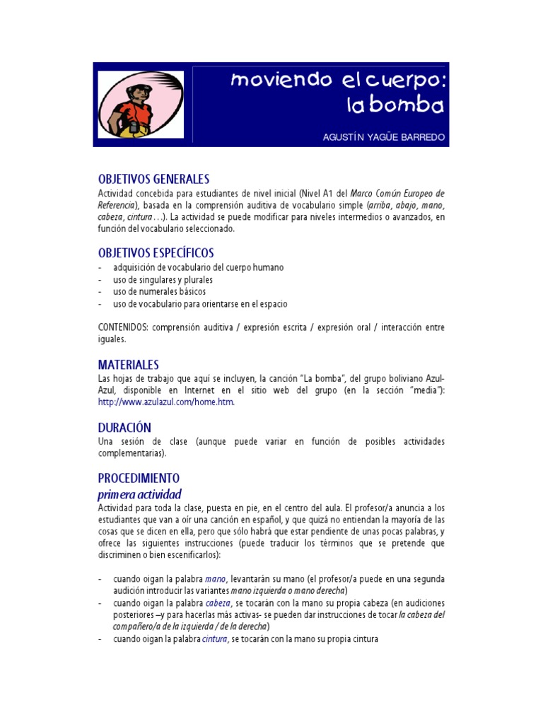 Actividad de baile: La Bomba Azul | PDF | Mano