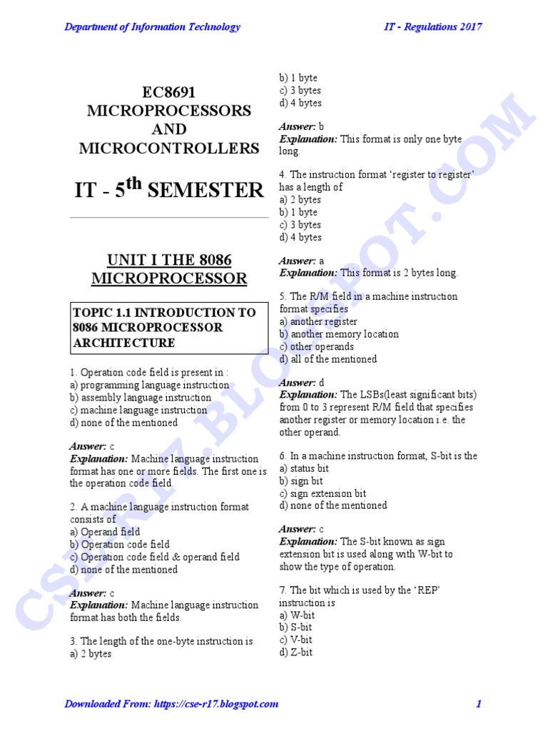 Ec8691 Microprocessors and Microcontrollers MCQ | PDF | Assembly ... Ec8691 Microprocessors and Microcontrollers MCQ | PDF | Assembly ...