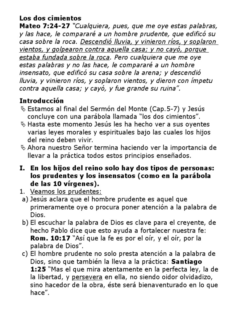 Los Dos Cimientos | PDF | Parábolas de Jesús | Jesús