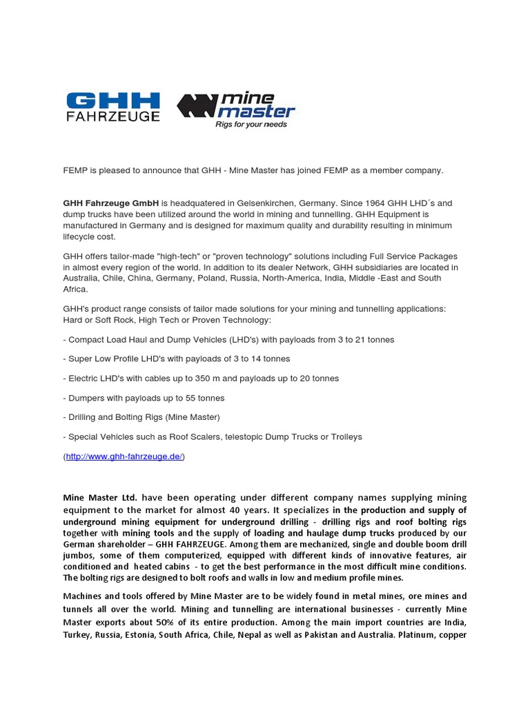 GHH Fahrzeuge GMBH Is Headquatered in Gelsenkirchen, Germany. Since ...