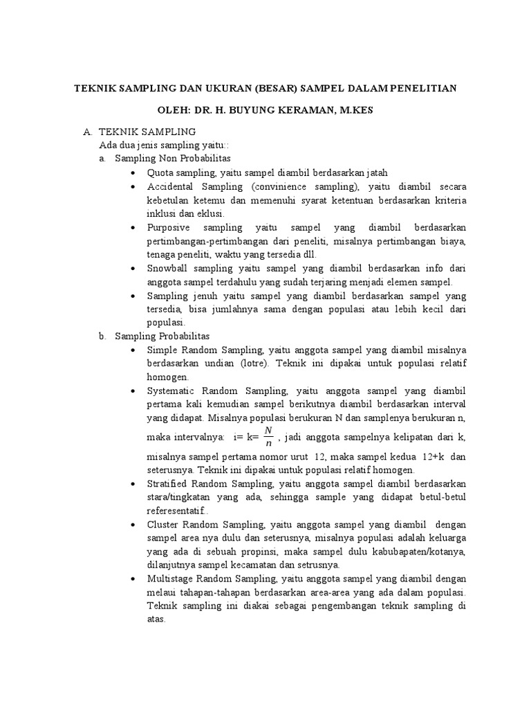 TEKNIK SAMPLING | PDF