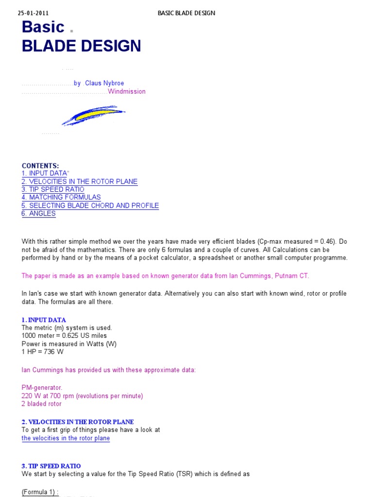 Basic Blade Design | PDF | Turbine | Formula