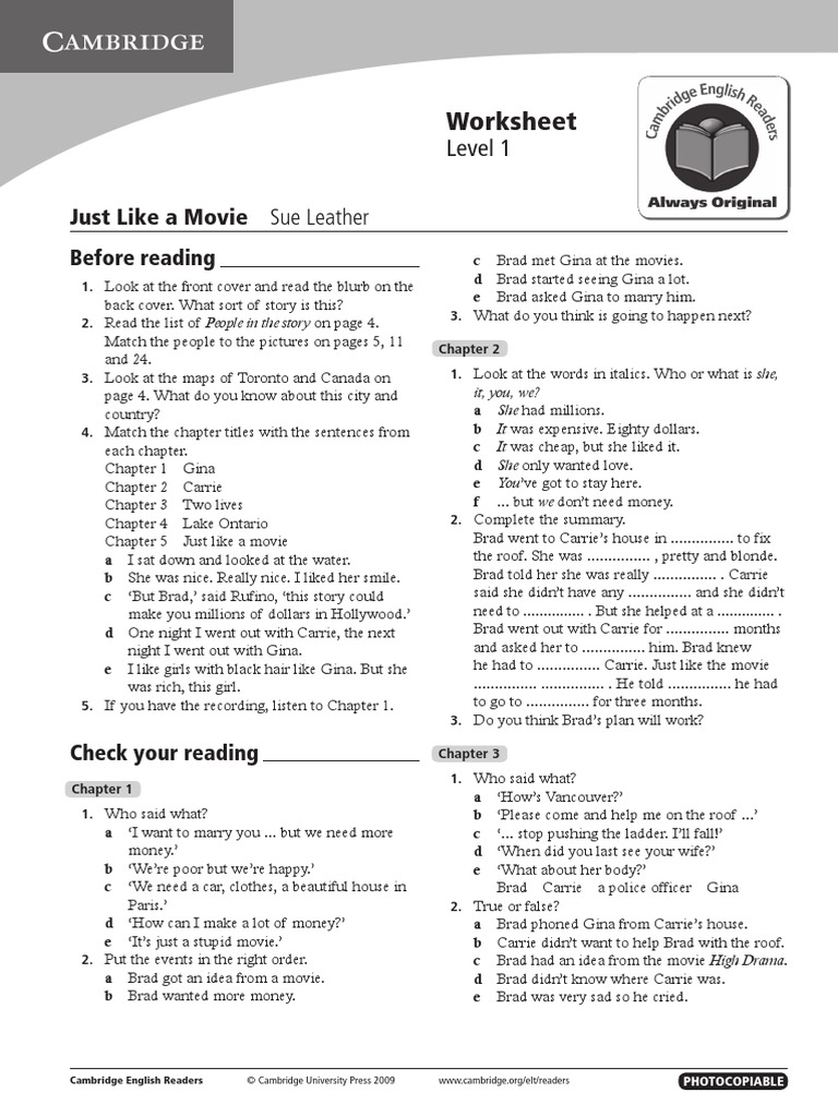 Worksheet: Just Like A Movie | PDF