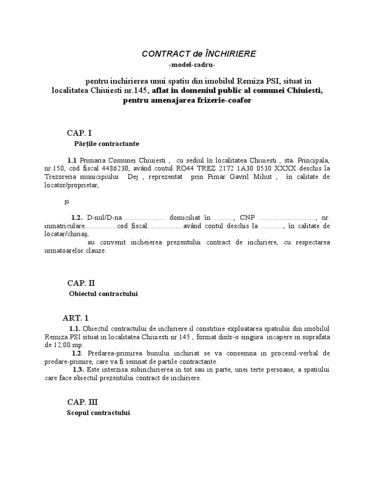 Model-De-Contract Inchiriere | PDF