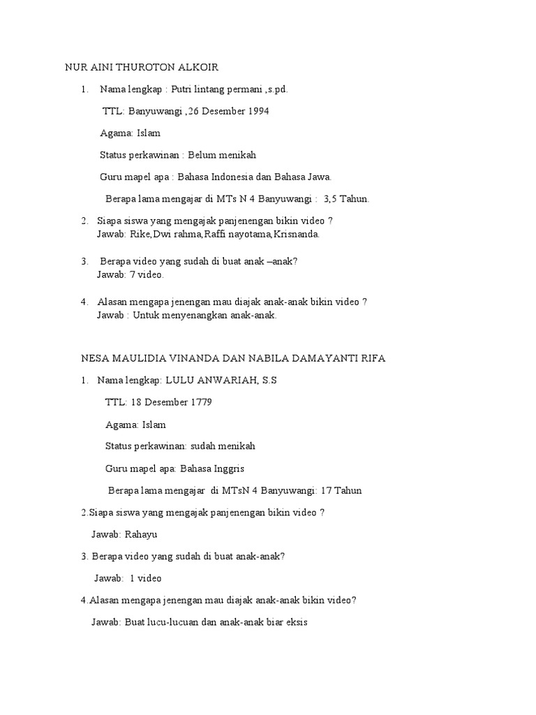 Wawancara Guru Riset 9F | PDF