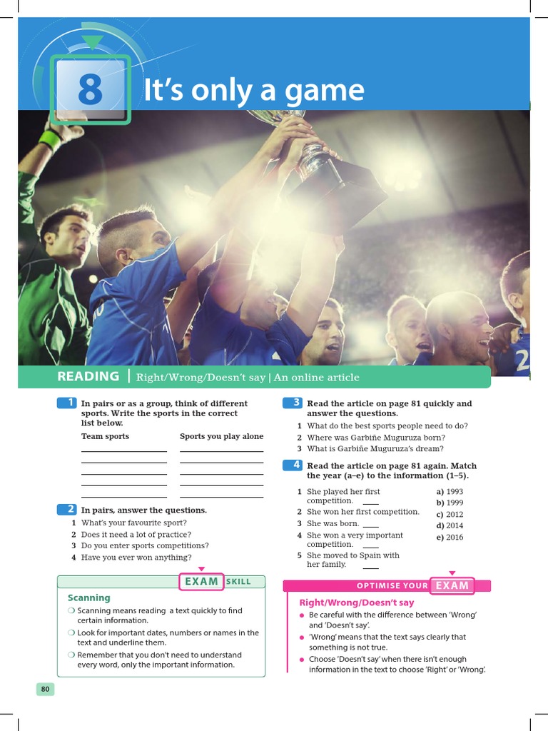 It's Only A Game: Reading | PDF | Question | Sports