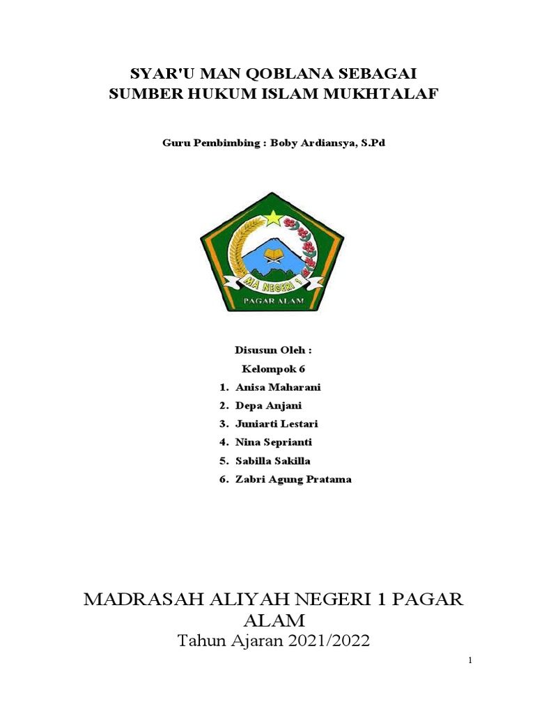 Makalah Syar'u Man Qoblana | PDF