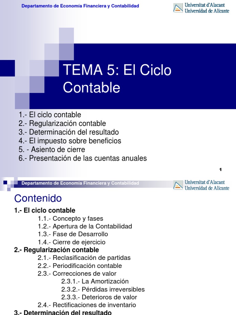 Tema 5-El Ciclo Contable (2021-22) | PDF | Contabilidad | Amortización (Negocio)