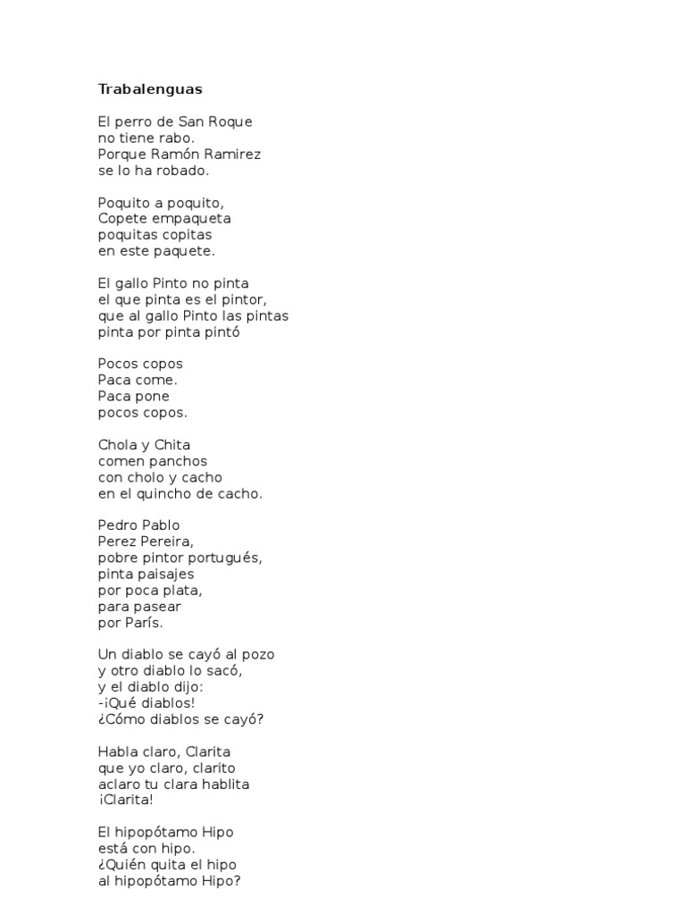 Trabalenguas | PDF | Arte