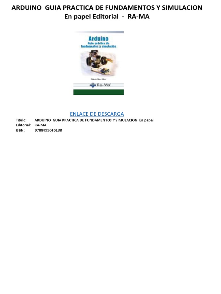 Arduino Guia Practica de Fundamentos y Simulacion Editorial - Ra-Ma | PDF