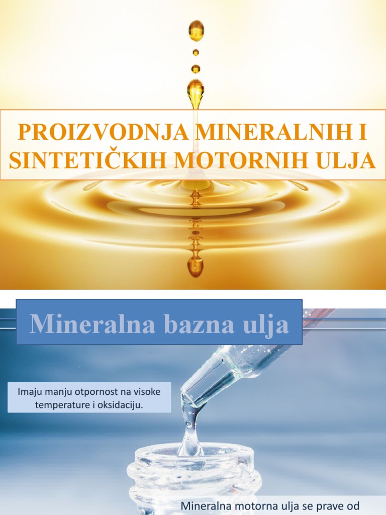 Proizvodnja Mineralnih I Sintetičkih Motornih Ulja | PDF