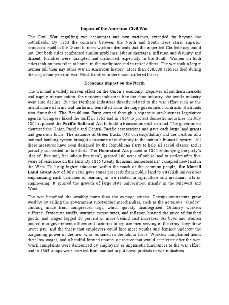 Impact of The American Civil War | PDF | Union (American Civil War ...