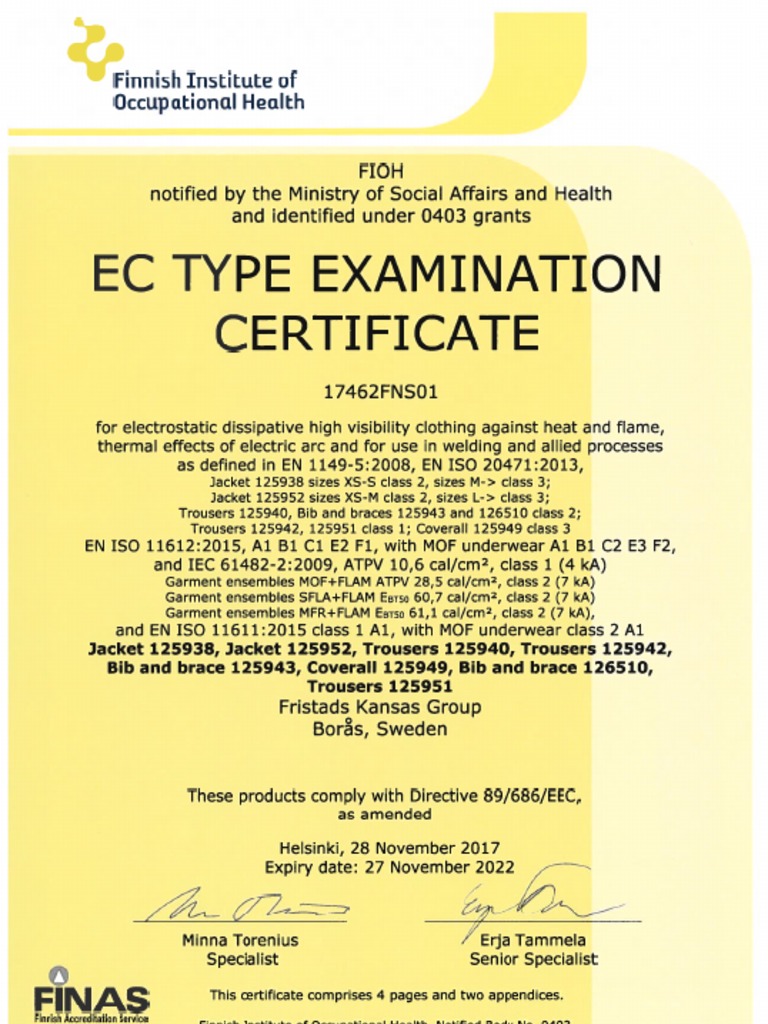Ec Type Examination: Certi Ficate | Download Free PDF | Safety | Clothing