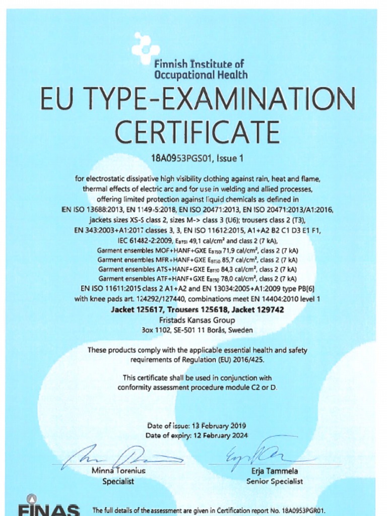 Eu Type-Examination: Certificate | PDF | Clothing | Softlines (Retail)